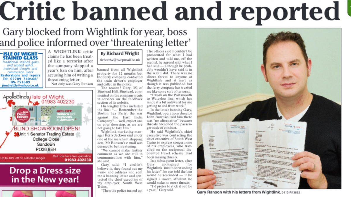 Threatening treatment and unsubstantiated letters. > Solent Freedom Tunnel
