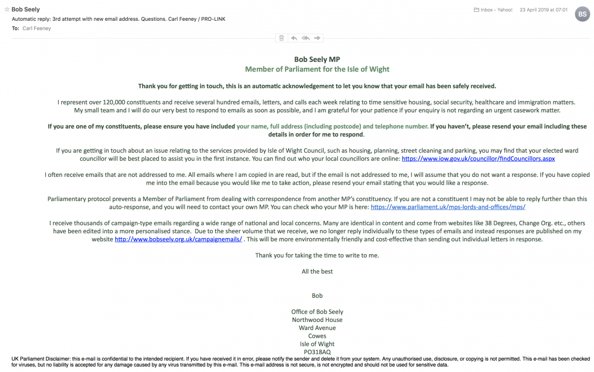 Scandalous activities by MP - Bob Seely